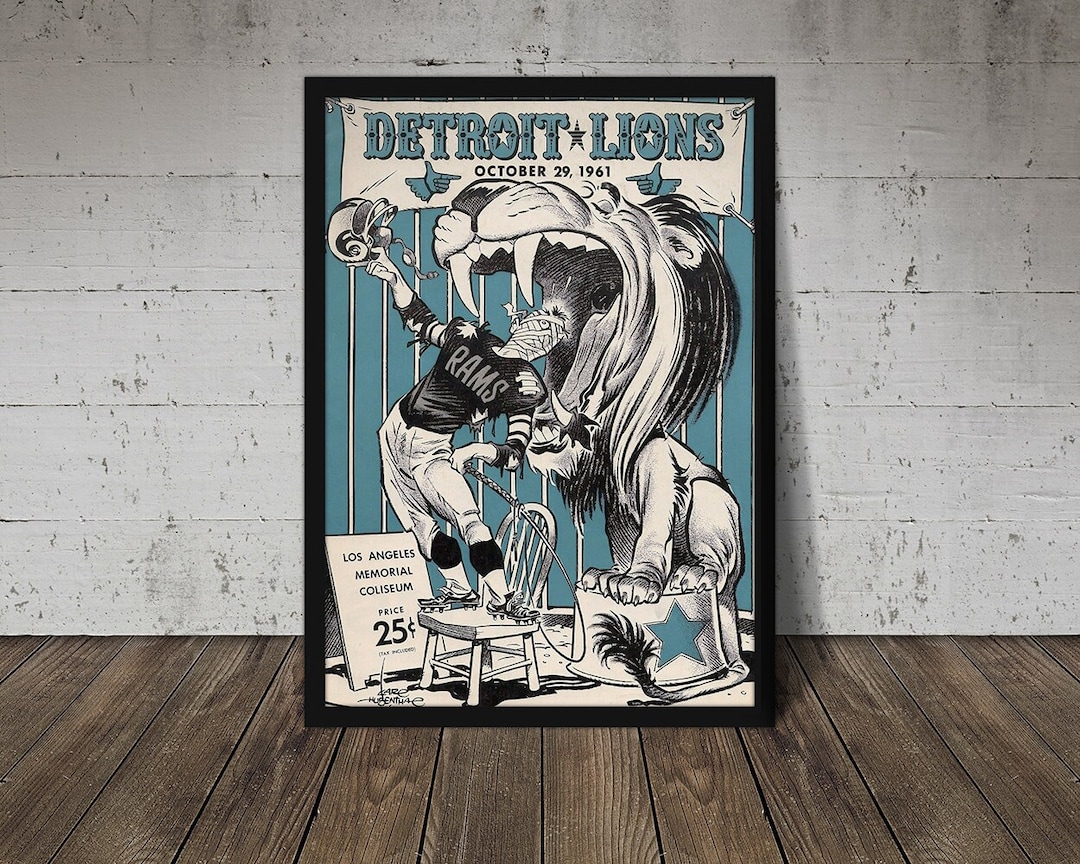 1961 DETROIT LIONS Print - Vintage Football Decor, Football Print ...
