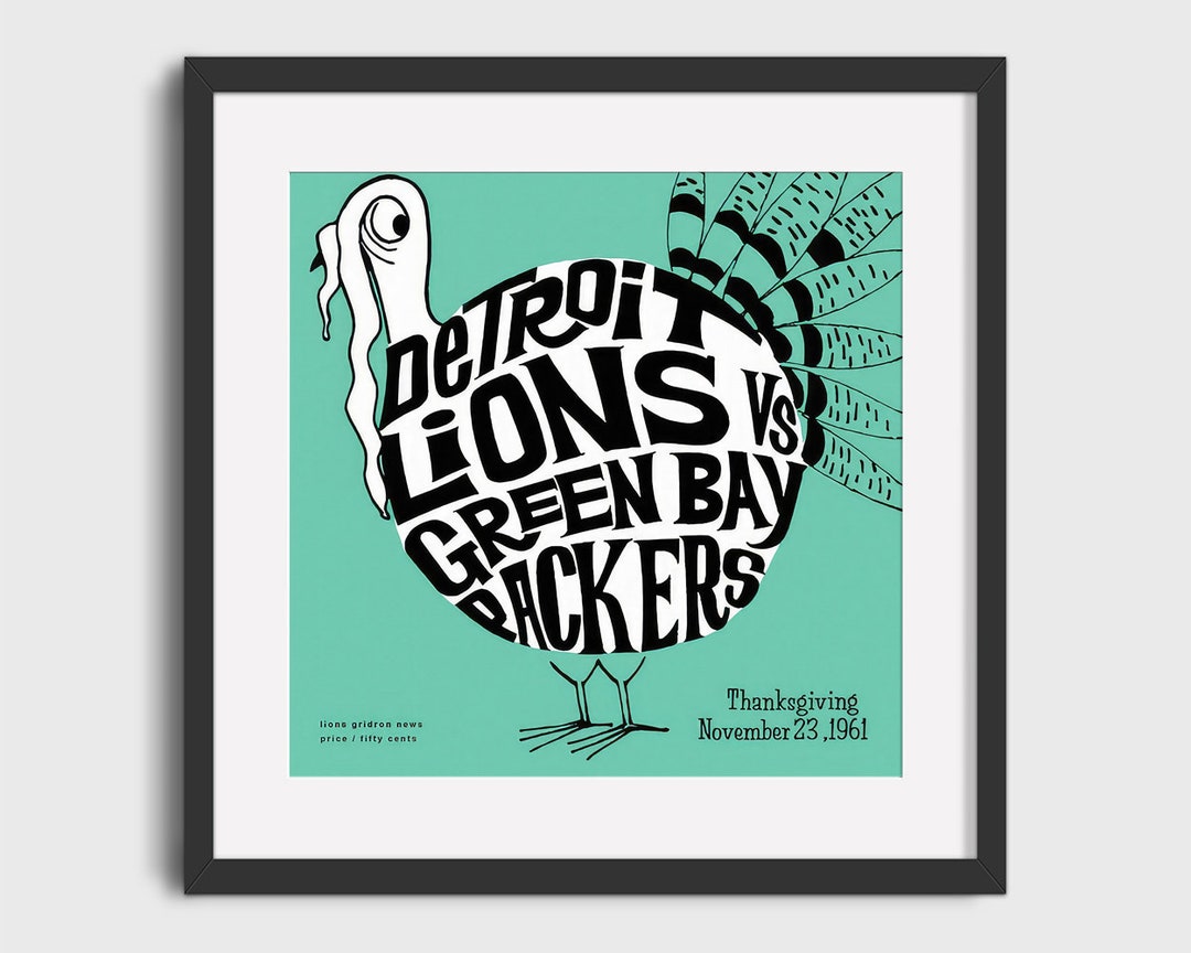1961 DETROIT LIONS Print - Vintage Football Decor, Football Print ...