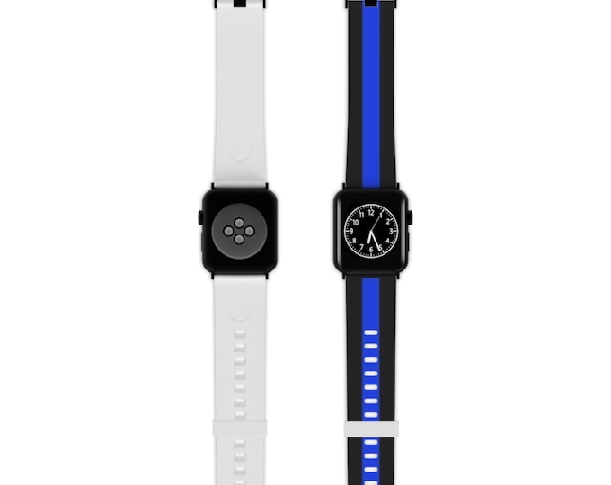 Thin Blue Line Apple Watch Band, Police Watch Band, Faux Leather Watch ...