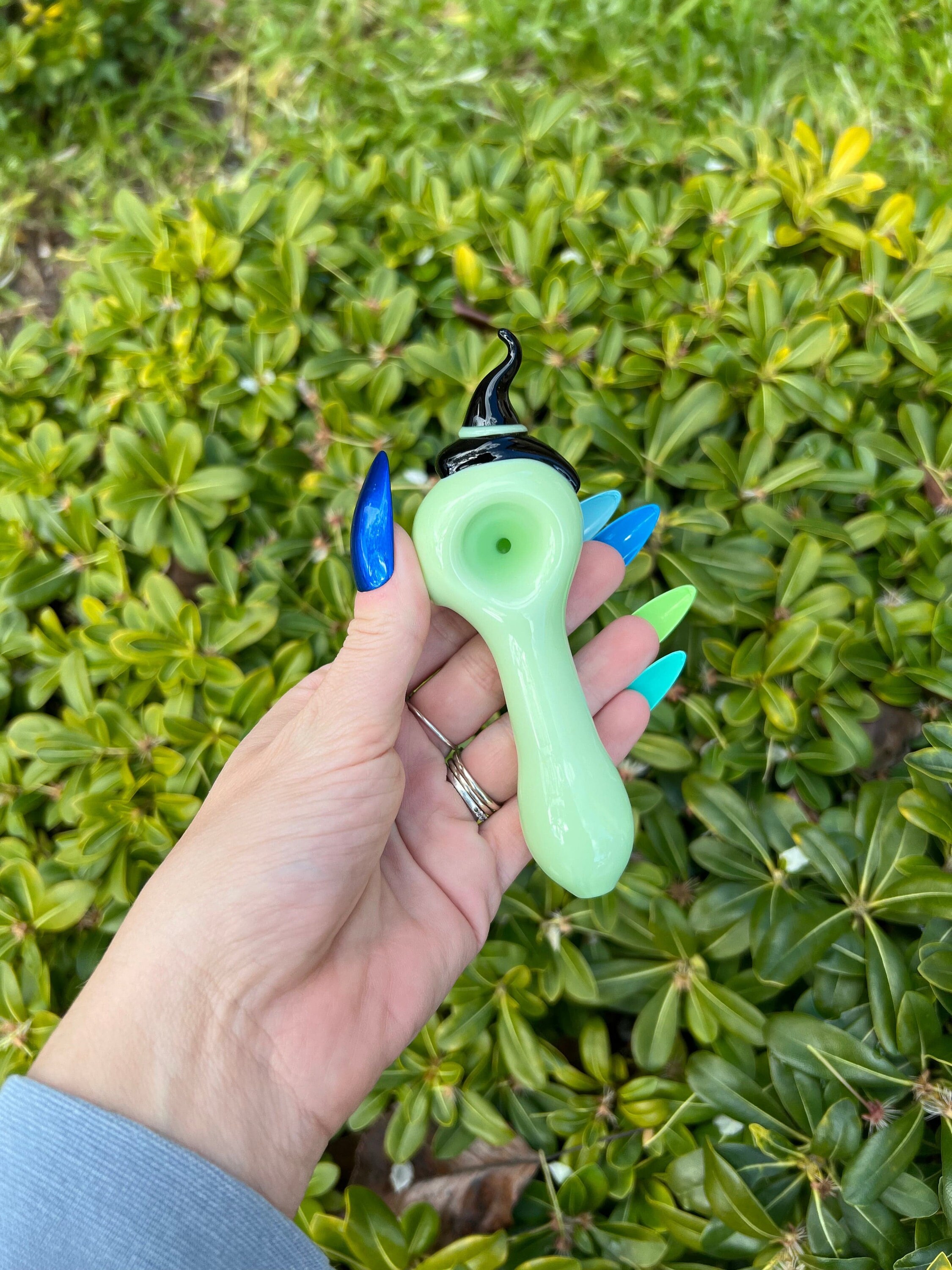 Green Witch Hat Hand Pipe Halloween Glass Pipe Witch Pipe Cute Green ...