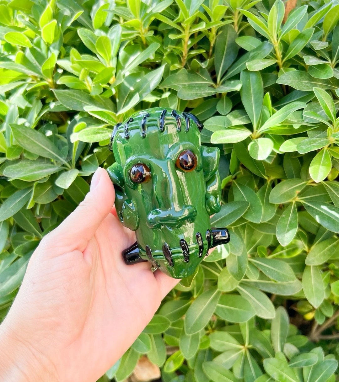 Frankenstein Glass Hand Pipe Halloween Glass Pipe Spooky Pipe Handmade ...