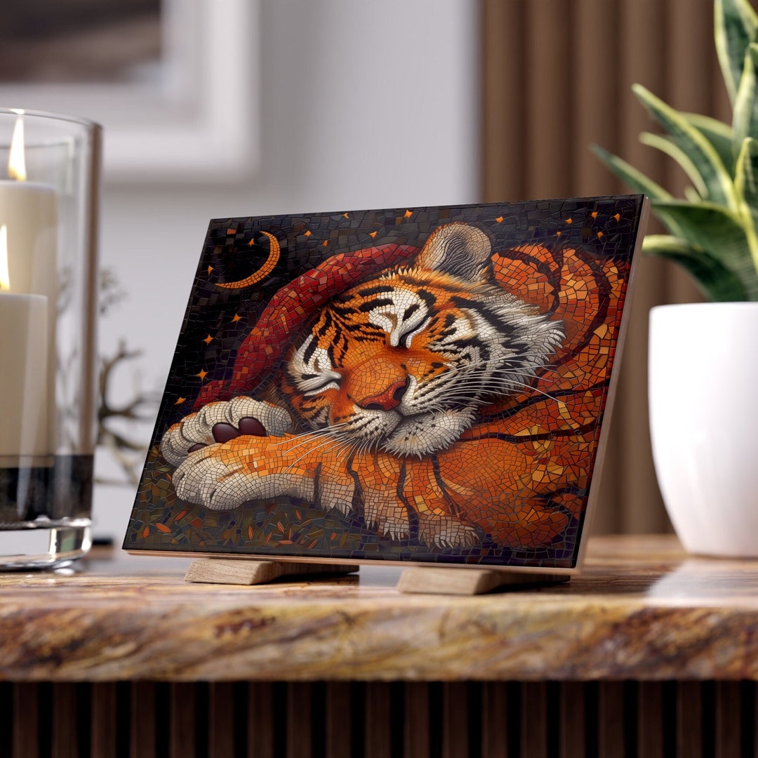 Mosaic Style Sleeping Tiger, Ceramic Tile, 6x8 Inch, Ceramic Photo Tile ...