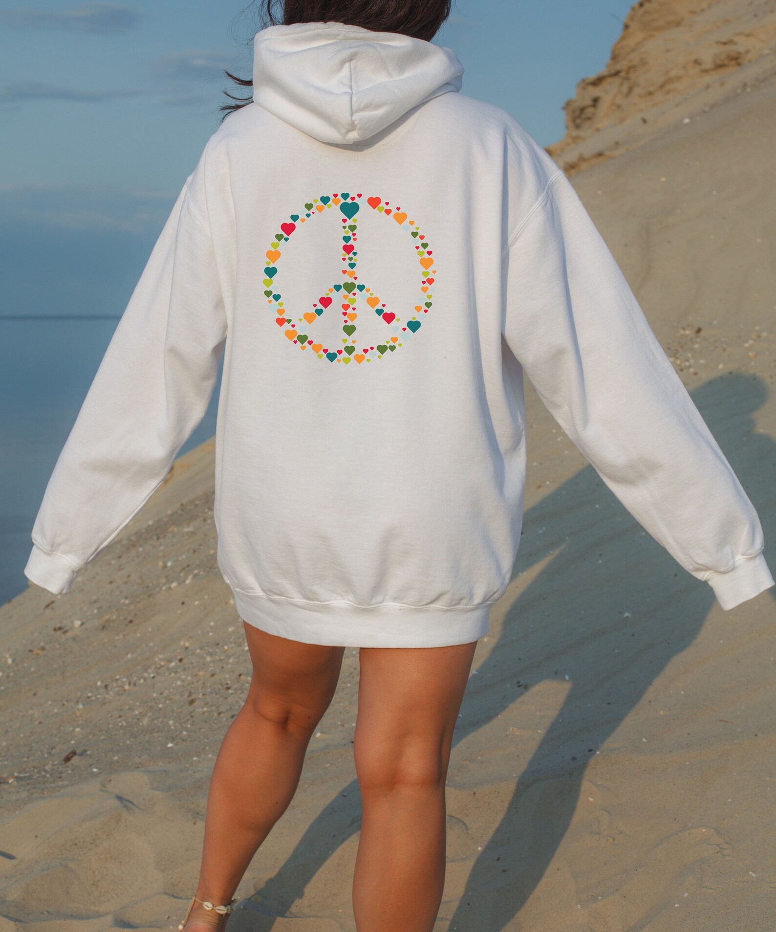 Peace Sign Hoodie, Graphic Hoodies, Colorful Peace Sign Design small on ...