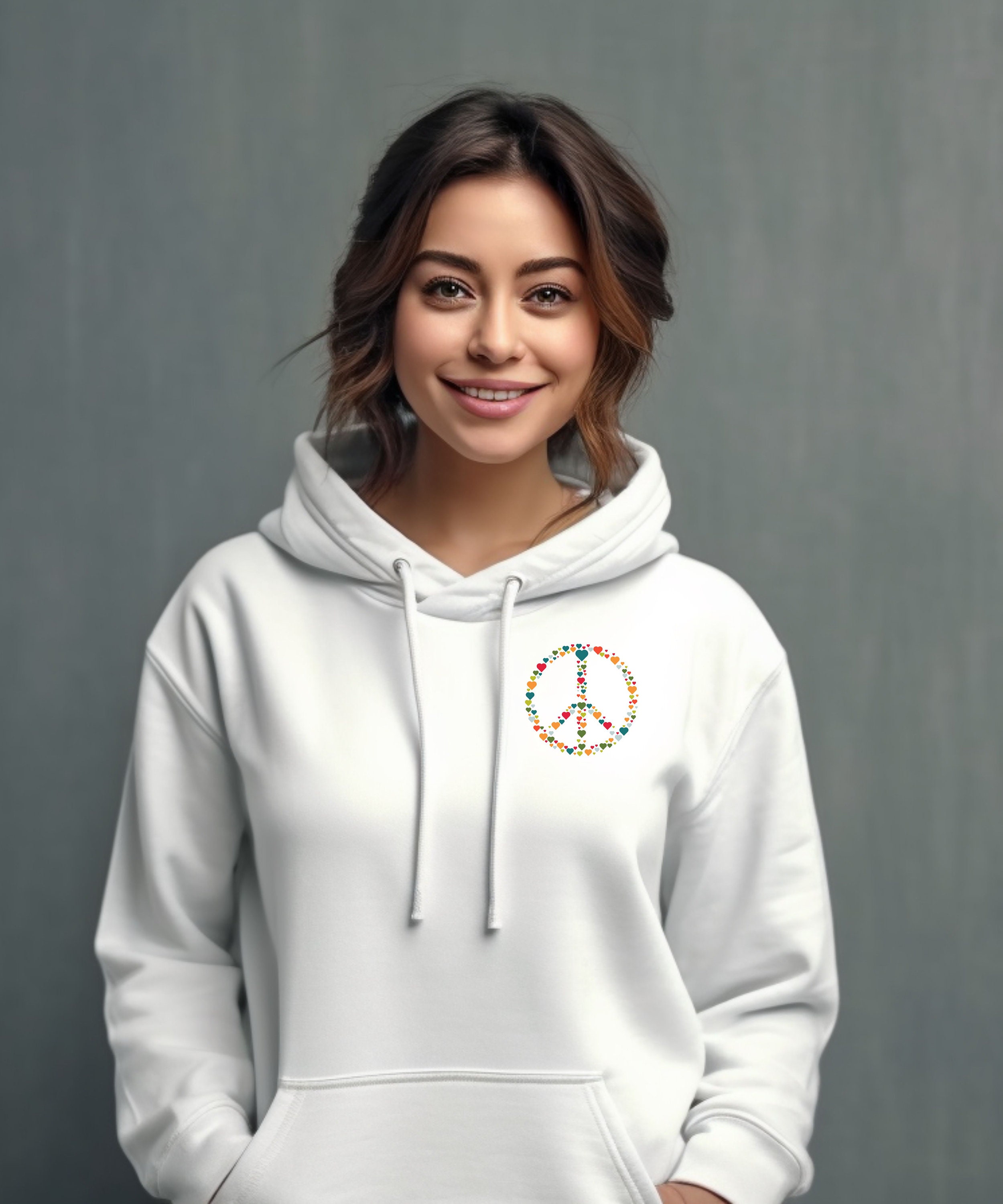 Peace Sign Hoodie, Graphic Hoodies, Colorful Peace Sign Design (small ...