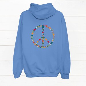 Peace Sign Hoodie, Graphic Hoodies, Colorful Peace Sign Design small on ...