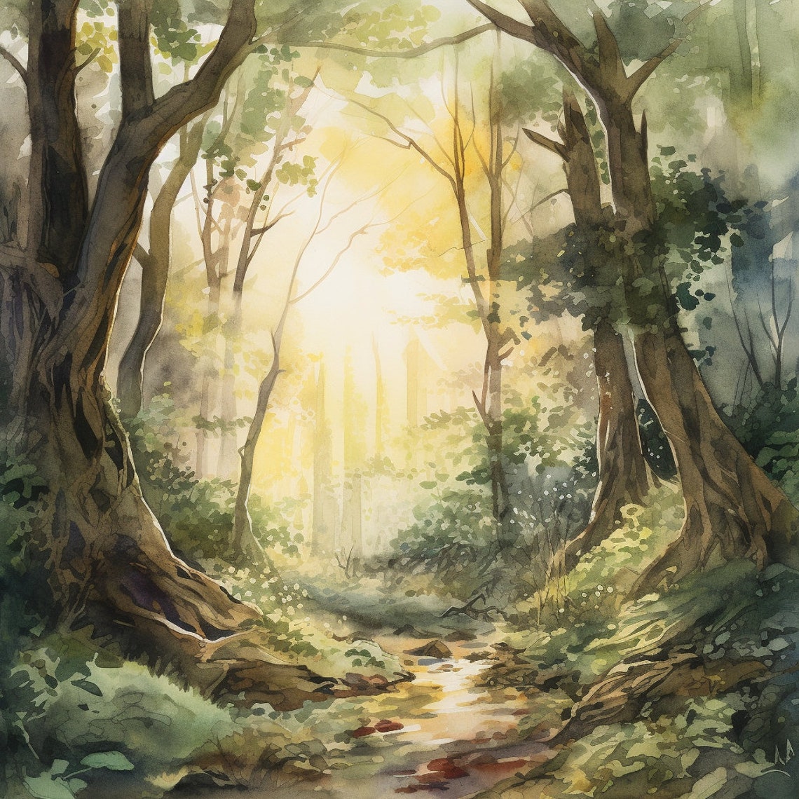 Watercolor Forest Path Clipart 300 DPI - Etsy