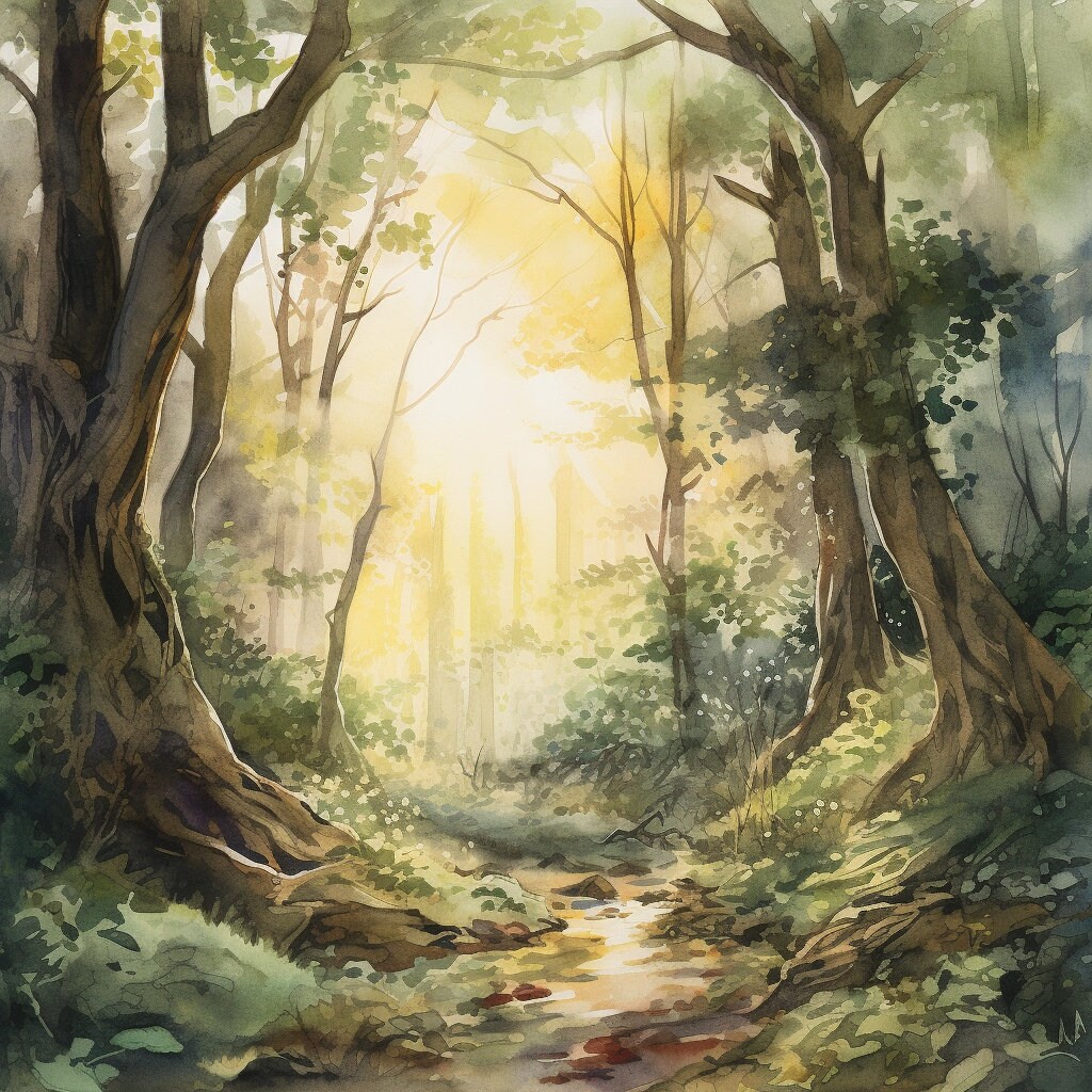 Watercolor Forest Path Clipart 300 DPI - Etsy