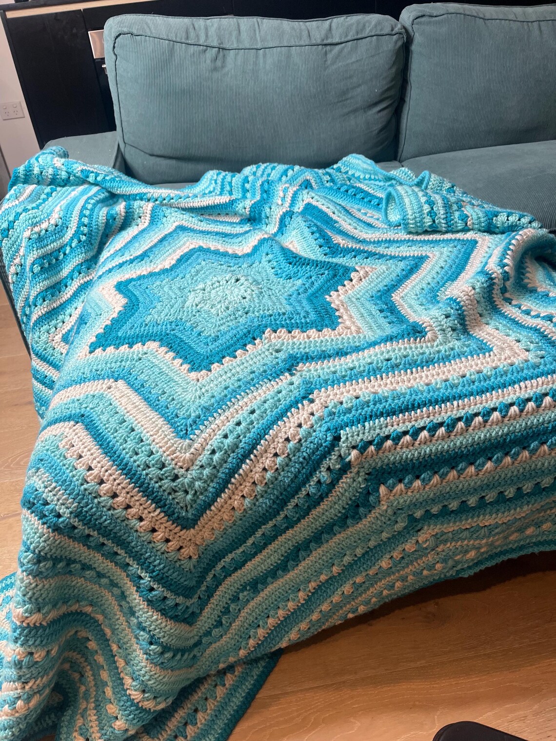 Queen Size Crochet Star Blanket – One of a Kind Handmade Throw – Viral ...