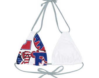 Strappy Triangle Bikini Top (AOP) - Etsy