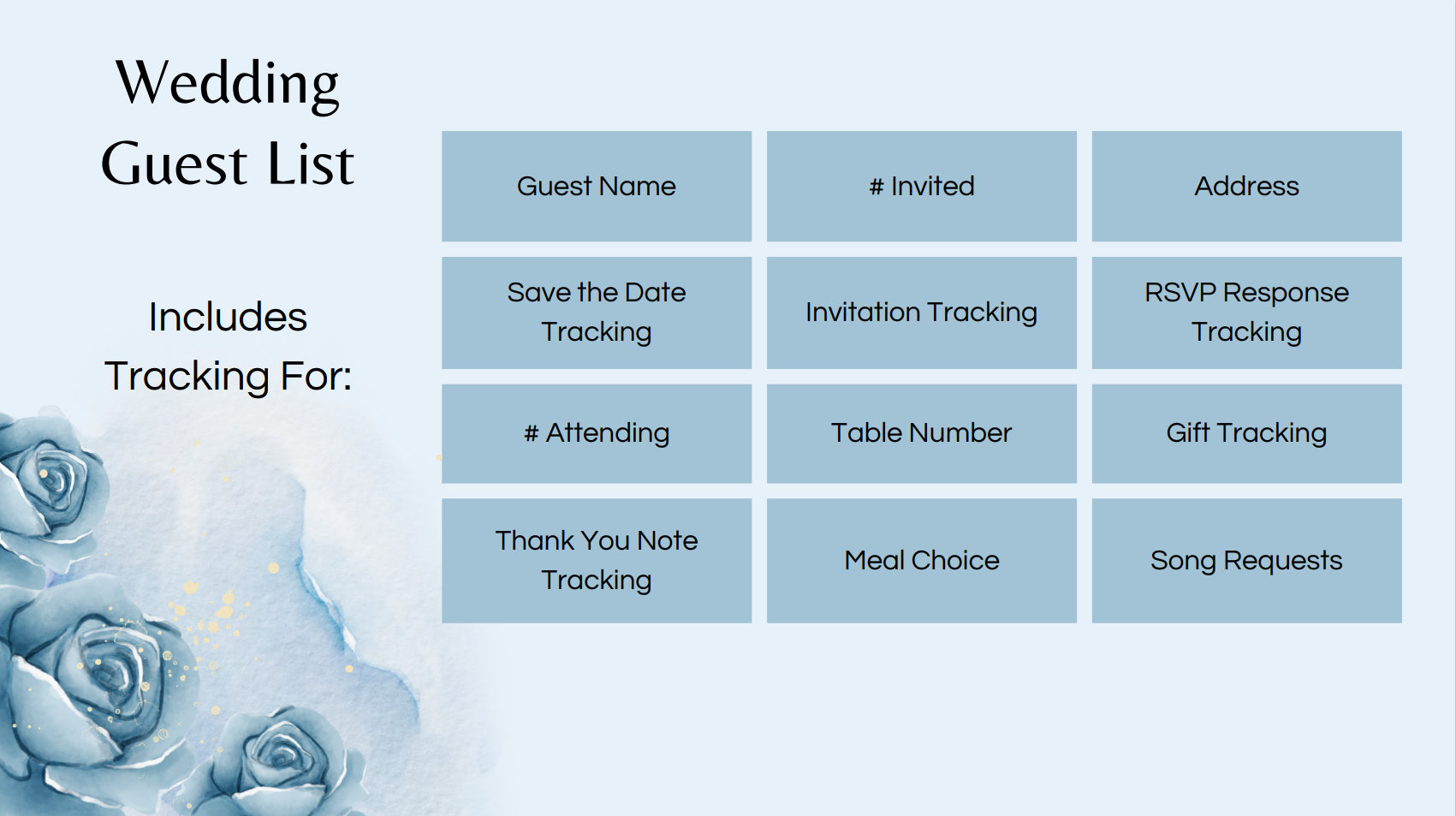 Wedding Guest List dusty Blue - Etsy