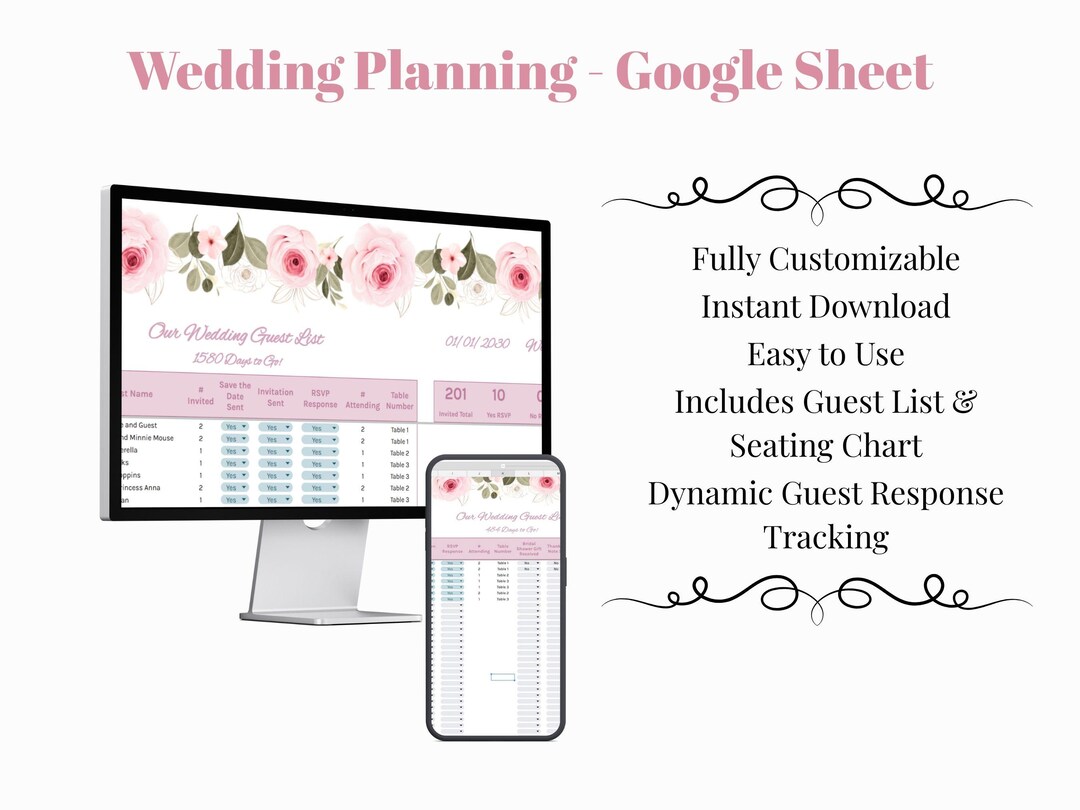 Editable Wedding Planning Spreadsheet in Rose - Etsy UK