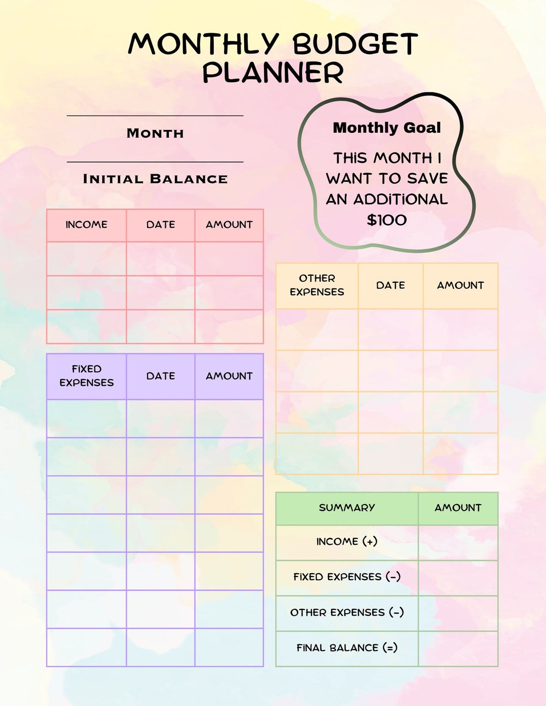 Simple Budgeting Template | No Excel | Easy to Use - Etsy