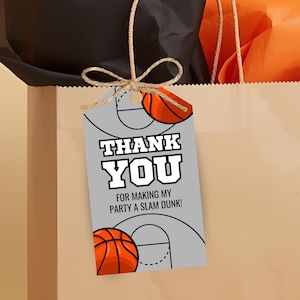 Basketball Party Favor Tags: Slam Dunk Birthday Thank You Gift Tags ...