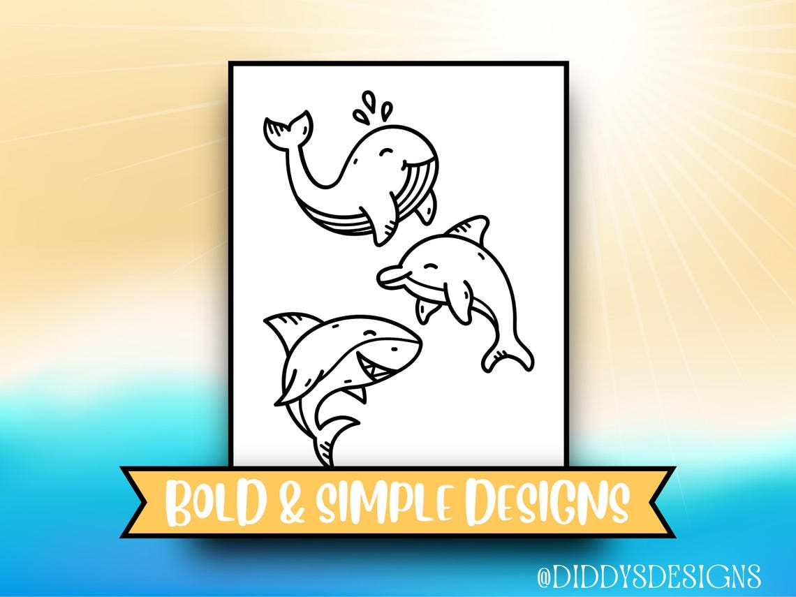 25 Beach Coloring Pages | Large Print | for Adults and Kids | Digital ...