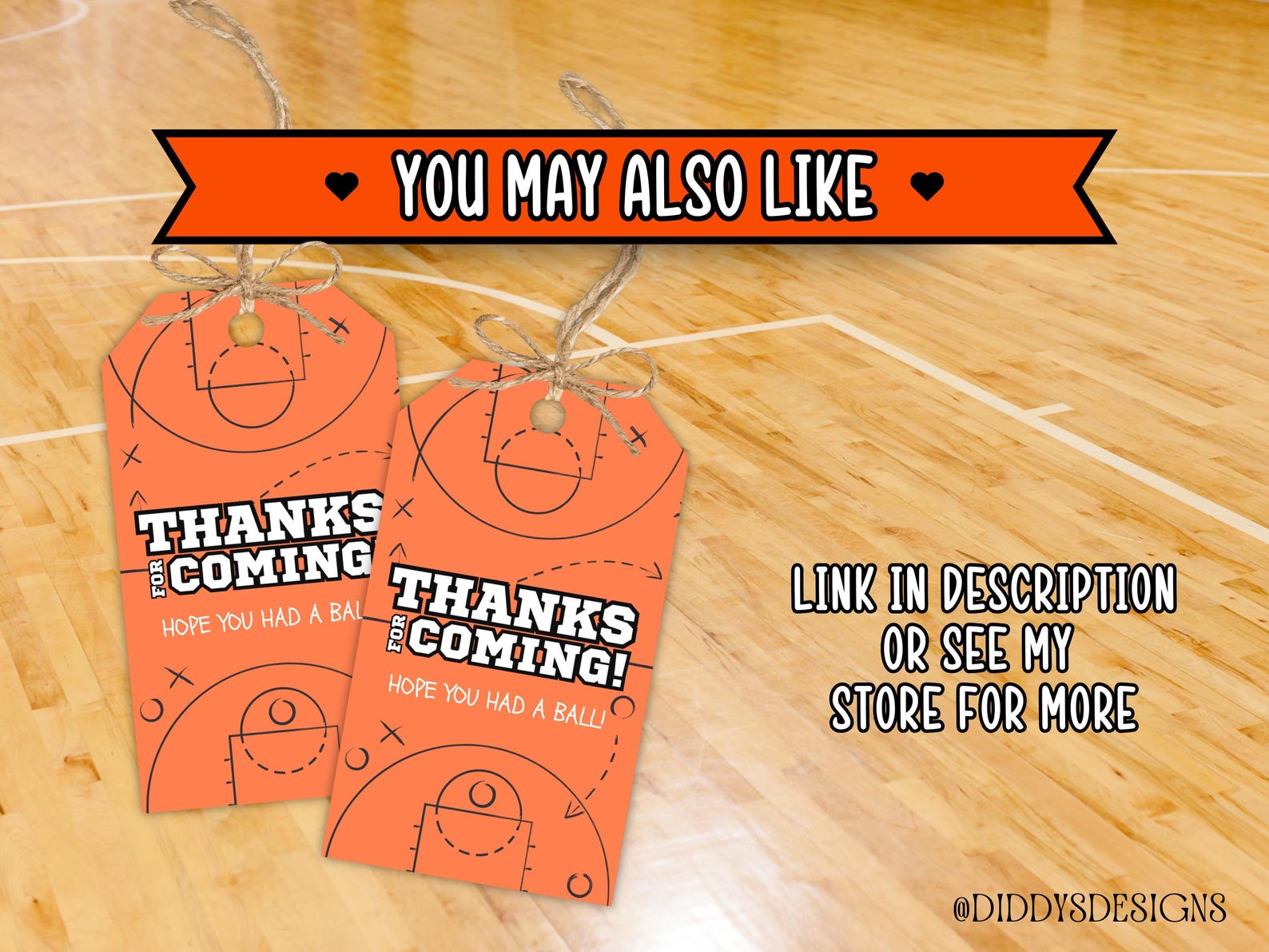 Basketball Party Favor Tags: Slam Dunk Birthday Thank You Gift Tags ...
