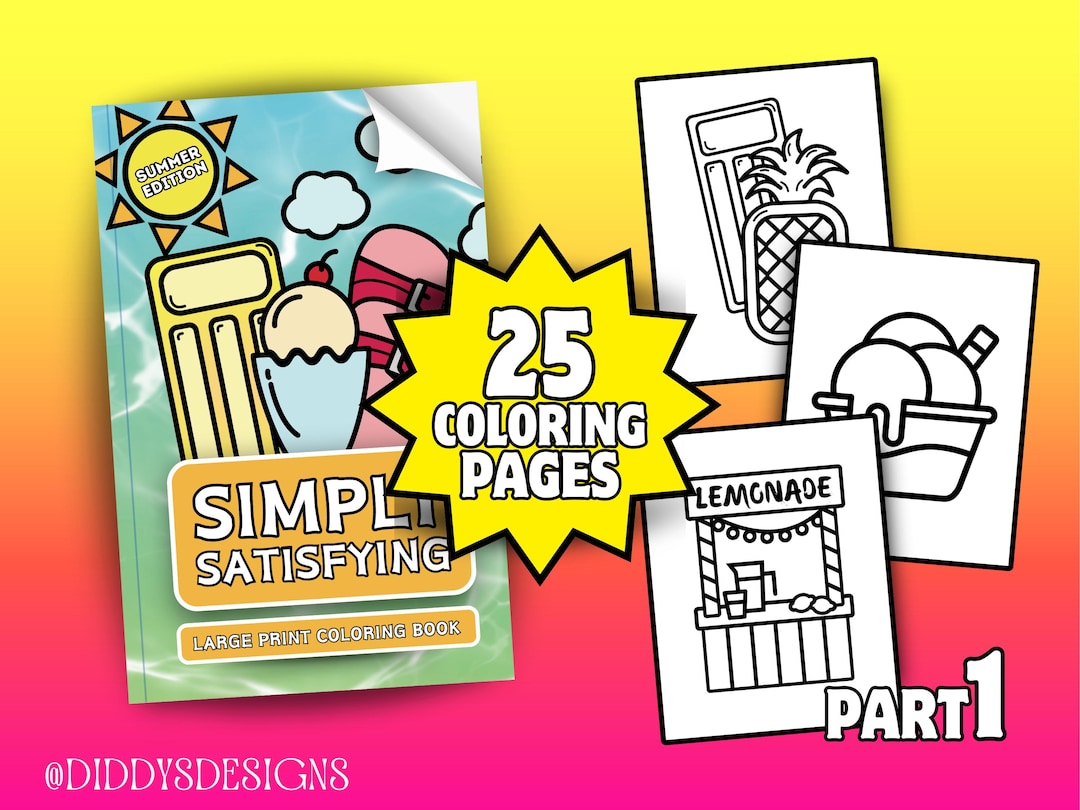 Summer Coloring Pages: Large Print for Adults & Kids (digital Download ...