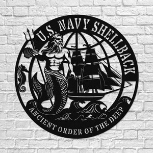 U.S. Navy Shellback Metal Wall Art Sign Ancient Order of the Deep ...