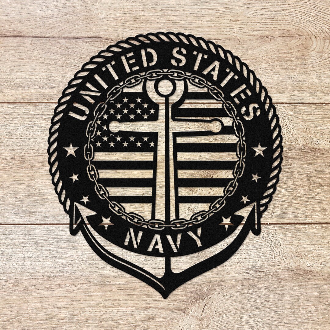 United States Navy Anchor and American Flag Metal Decor Navy Decoration ...