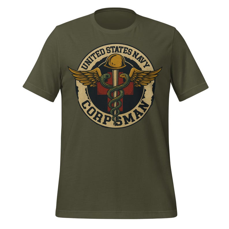 US Navy Corpsman Shirt Military Medic Caduceus Tee Vintage Style ...
