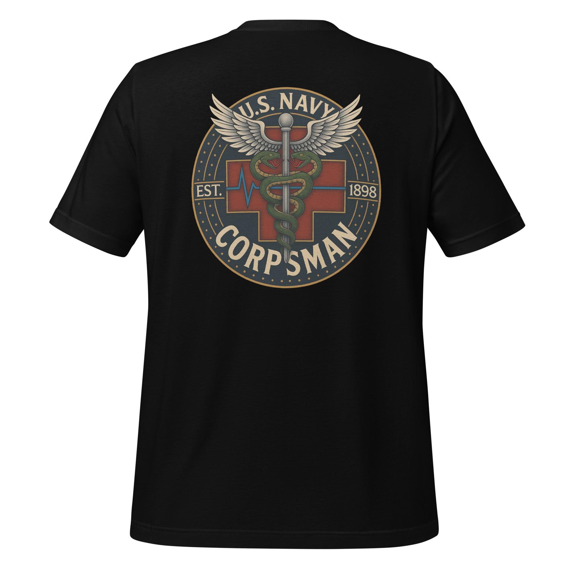 US Navy Corpsman Shirt Military Medic Tee Caduceus Red Cross EMT Gift for Veteran Hospital ...