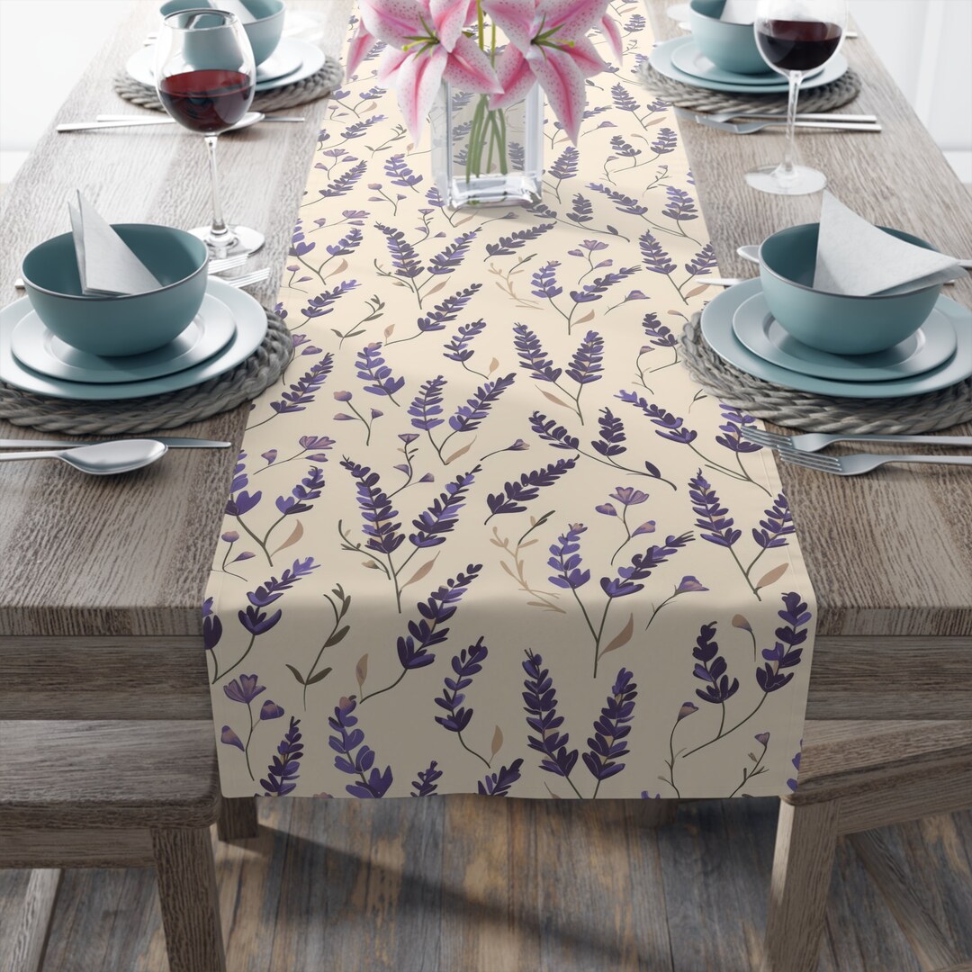 Lavender Table Runner, Floral Table Runner, Purple Table Decor, Flowers ...