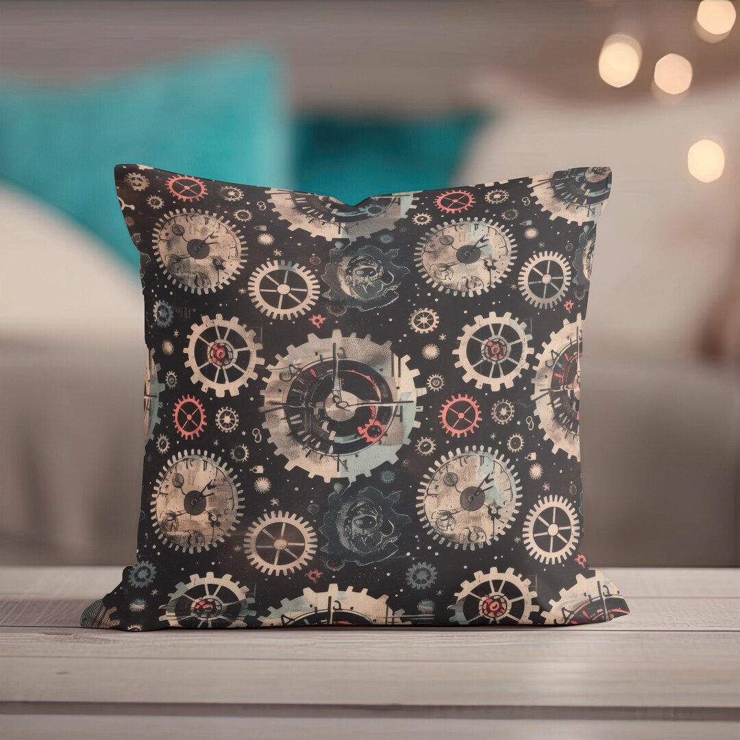 Steampunk Decor, Steampunk Home Decor, Gears Decor, Throw Pillow ...
