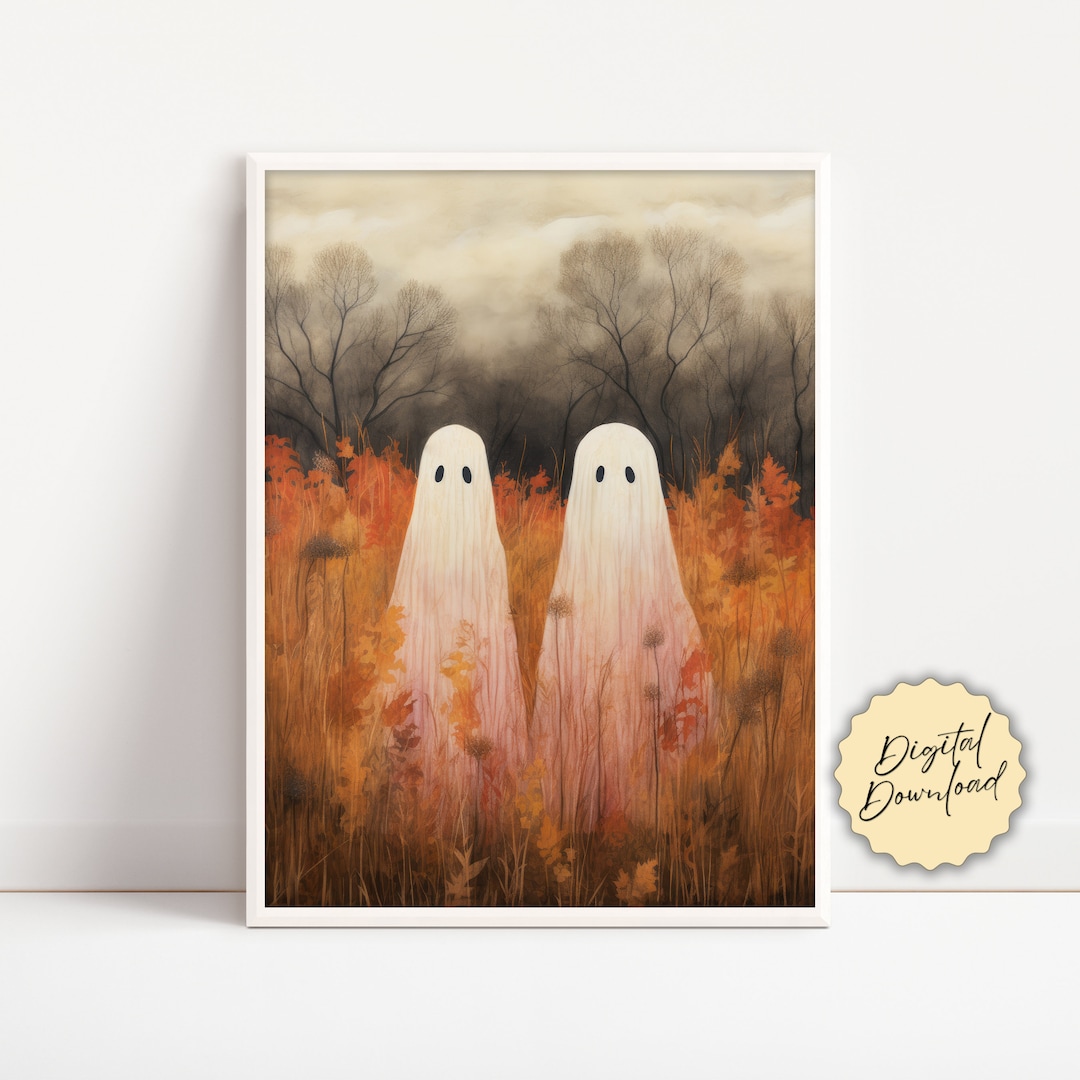 Ghosts Art Print, Halloween Art Print, Halloween Decor, Cute Ghosts in ...