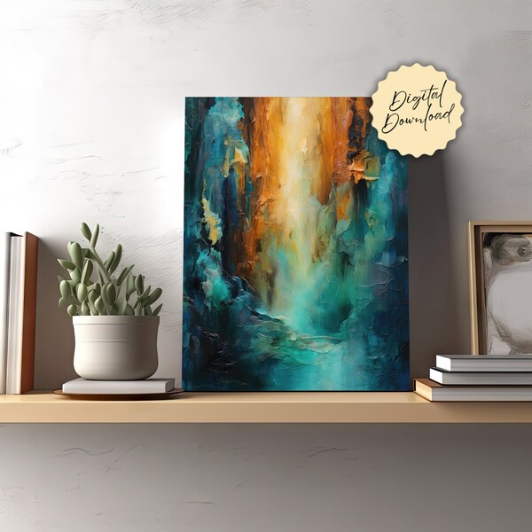 Turquoise Orange Art - Etsy