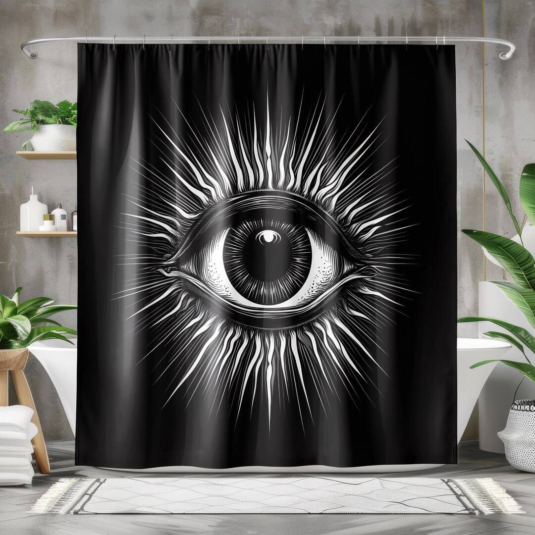 All Seeing Eye Shower Curtain - Dramatic Evil Eye Black and White ...