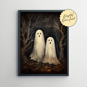 Ghosts Art Print, Halloween Art Print, Halloween Decor, Cute Ghosts in ...