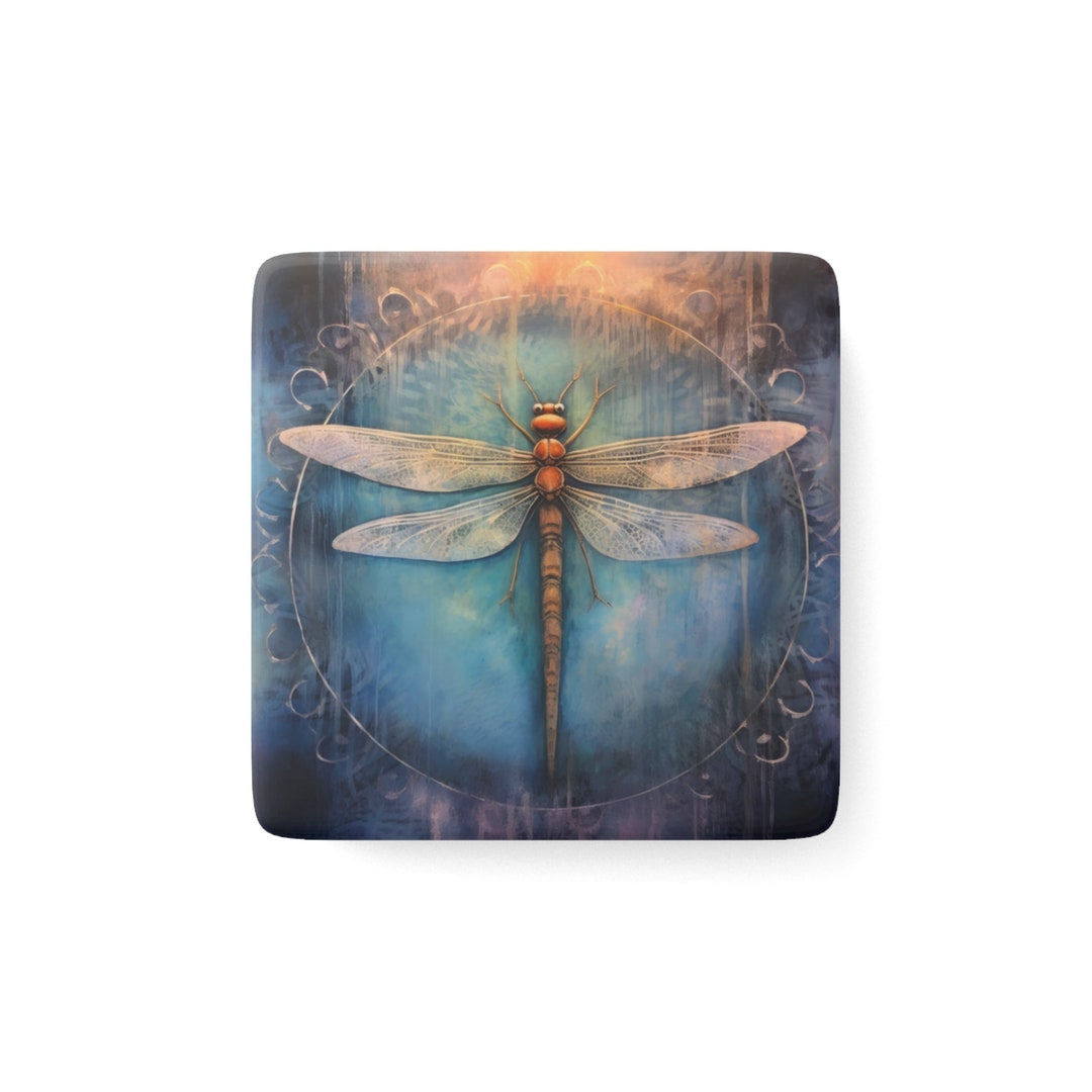 Dragonfly Magnet, Square Porcelain Magnet, Dragonfly Decor, Fridge Art ...