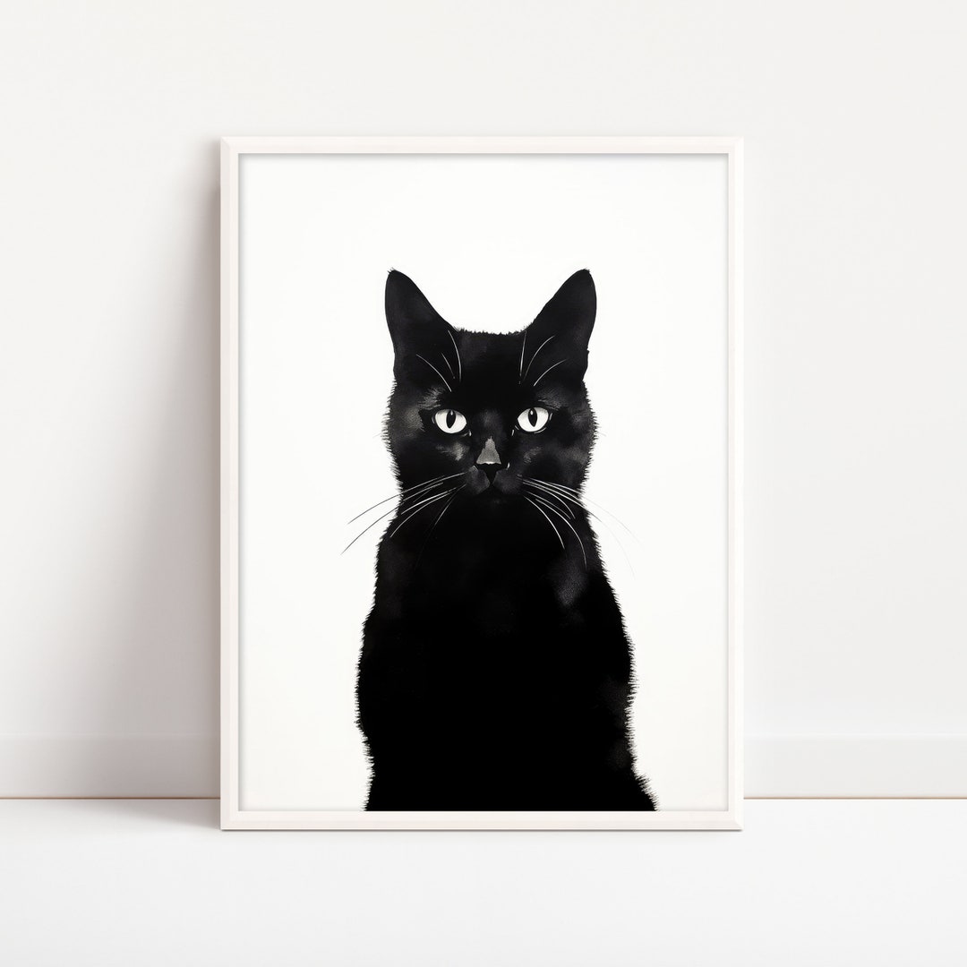 Black Cat Print, Halloween Print, Halloween Decor, Black Cat Poster ...
