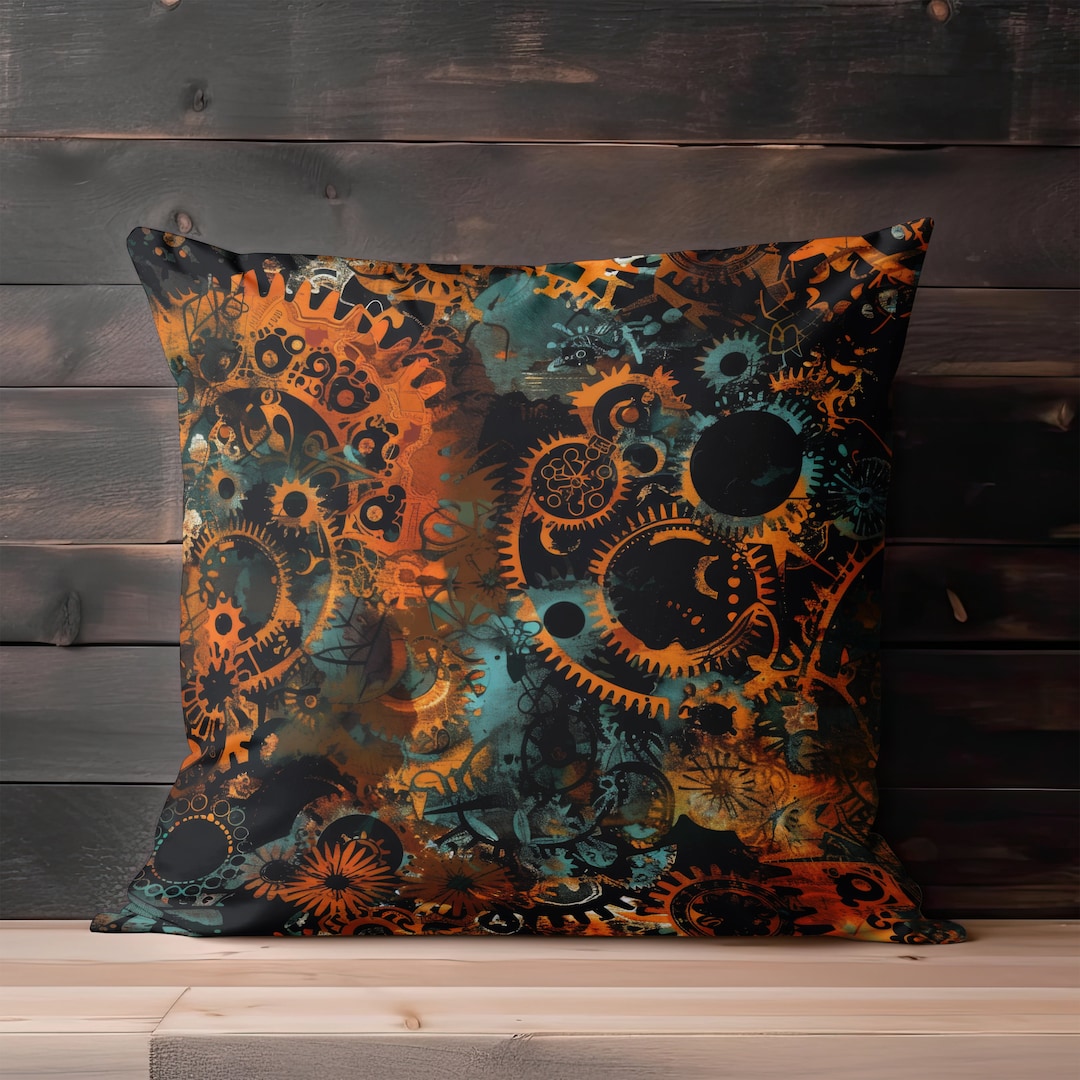 Steampunk Decor, Steampunk Home Decor, Gears Decor, Throw Pillow ...