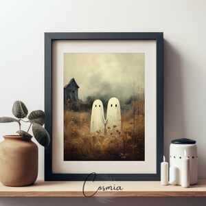 Ghosts Art Print, Halloween Art Print, Halloween Decor, Cute Ghosts in ...