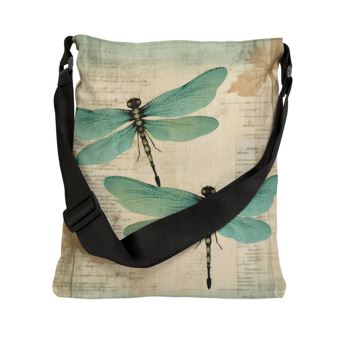 Dragonfly Tote Bag - Adjustable Strap Tote Bag With Zipper Pocket ...