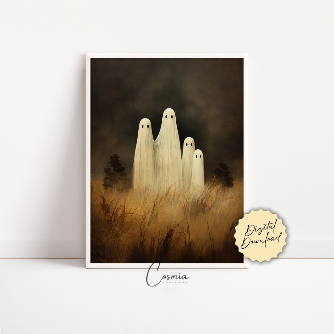 Ghosts Art Print, Halloween Art Print, Halloween Decor, Cute Ghost ...