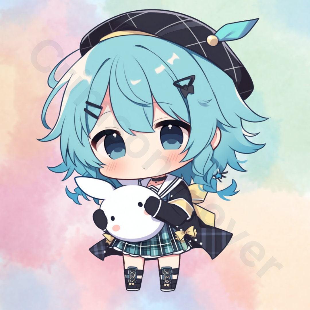 Blue Haired Anime Chibi Characters Bundle (10), PNG, DTG Clipart ...