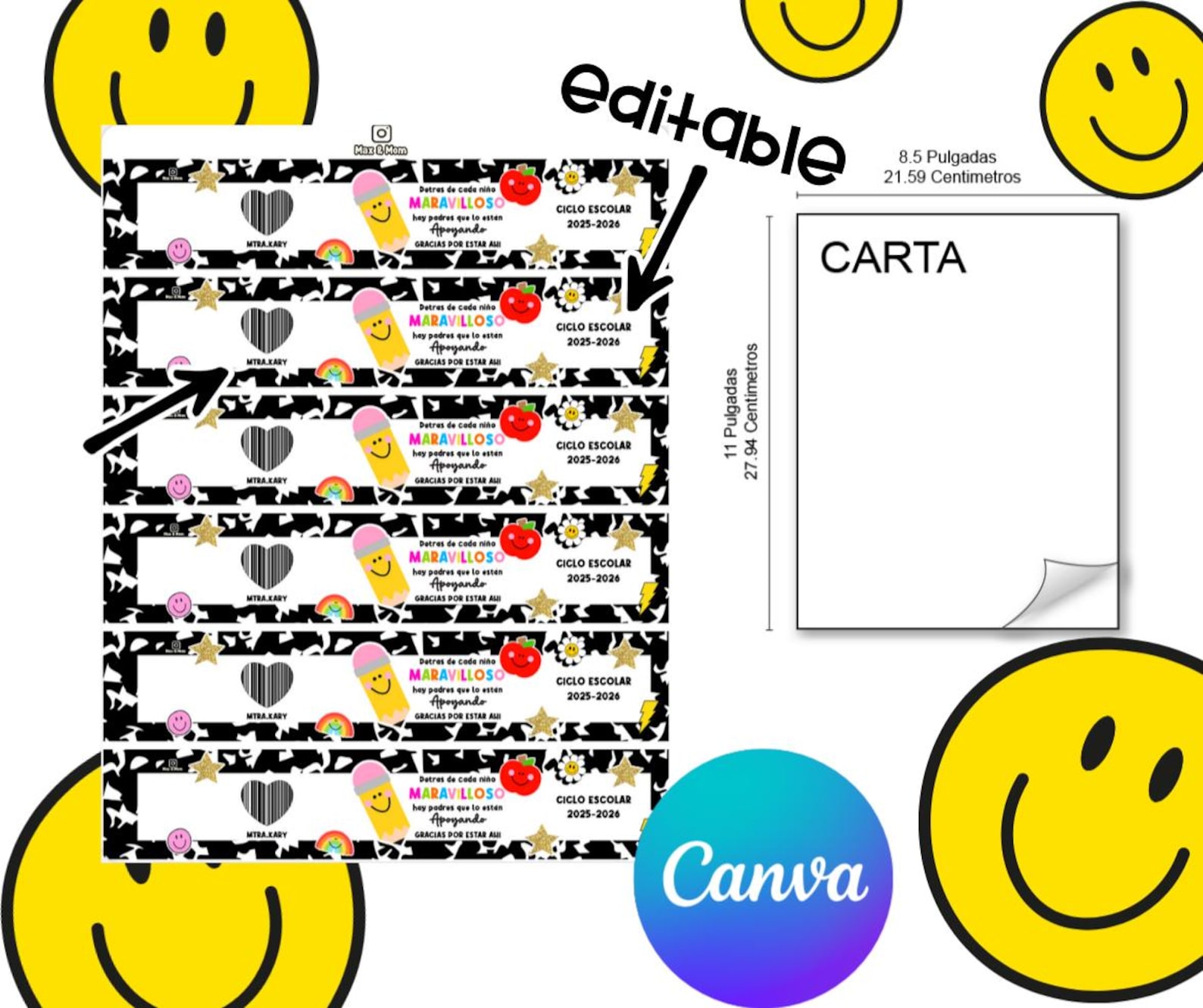 Etiquetas Para Botellas De Agua Escolares | Personalizables | Ciclo ...