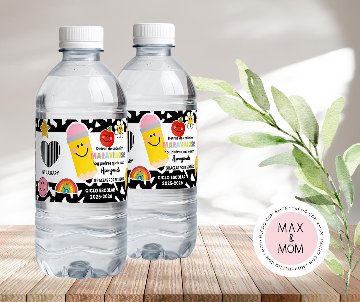 Etiquetas Para Botellas De Agua Escolares | Personalizables | Ciclo ...