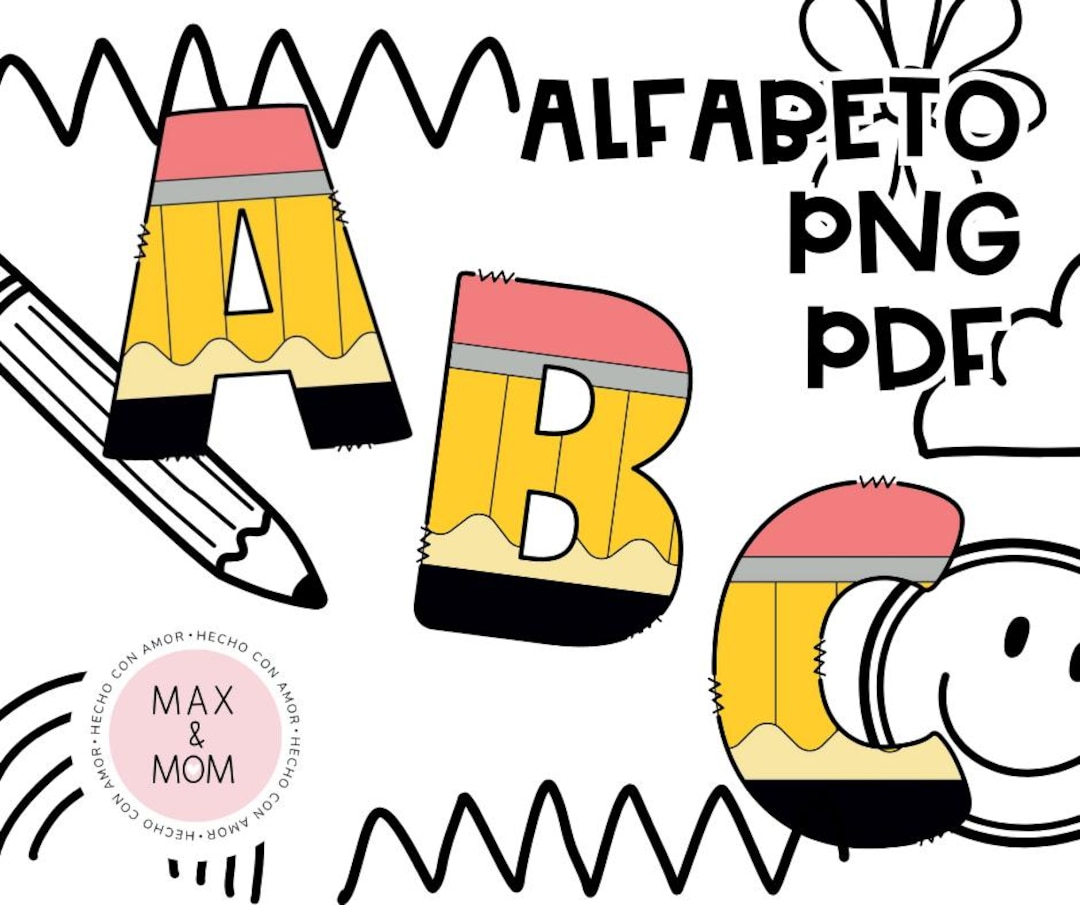 Pencil Alphabet Printable: Classroom Decor, Teacher Banner (digital ...
