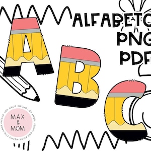 Pencil Alphabet Printable: Classroom Decor, Teacher Banner (digital ...