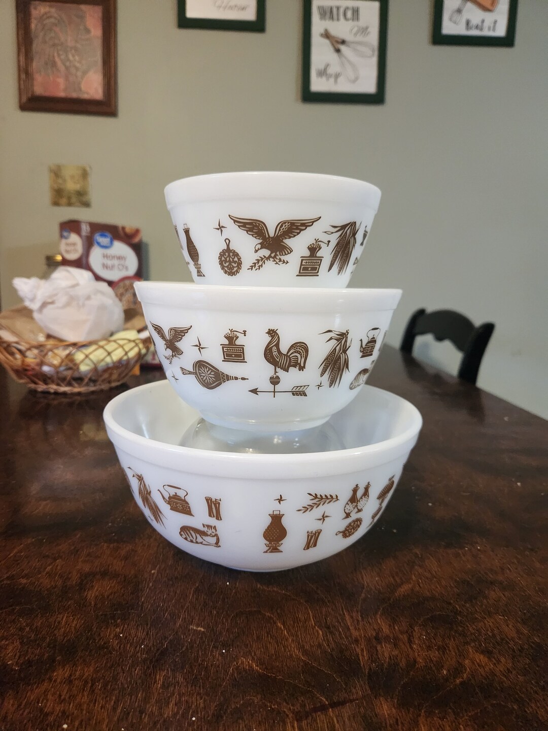 Pyrex Early American Bowl Set of 3 Vintage - Etsy