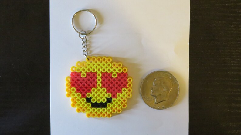 Heart Eyes Emoji Perler Bead Keychain - Etsy
