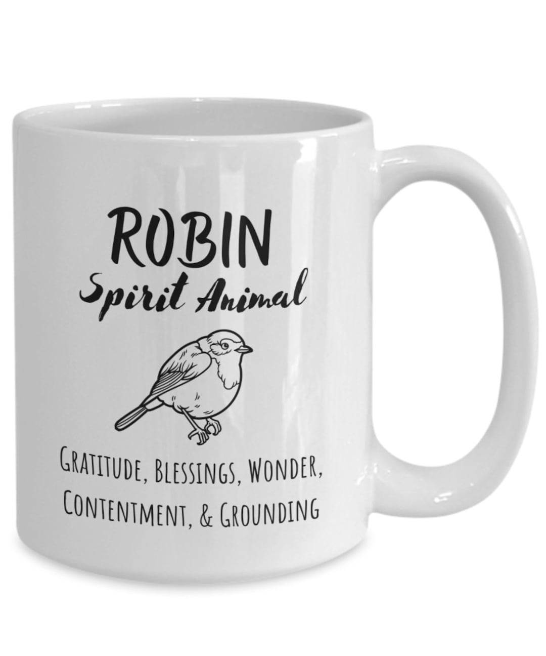 Robin Spirit Animal Gift Idea, 11 or 15 Oz Ceramic Mug, Bird Totem Gift ...