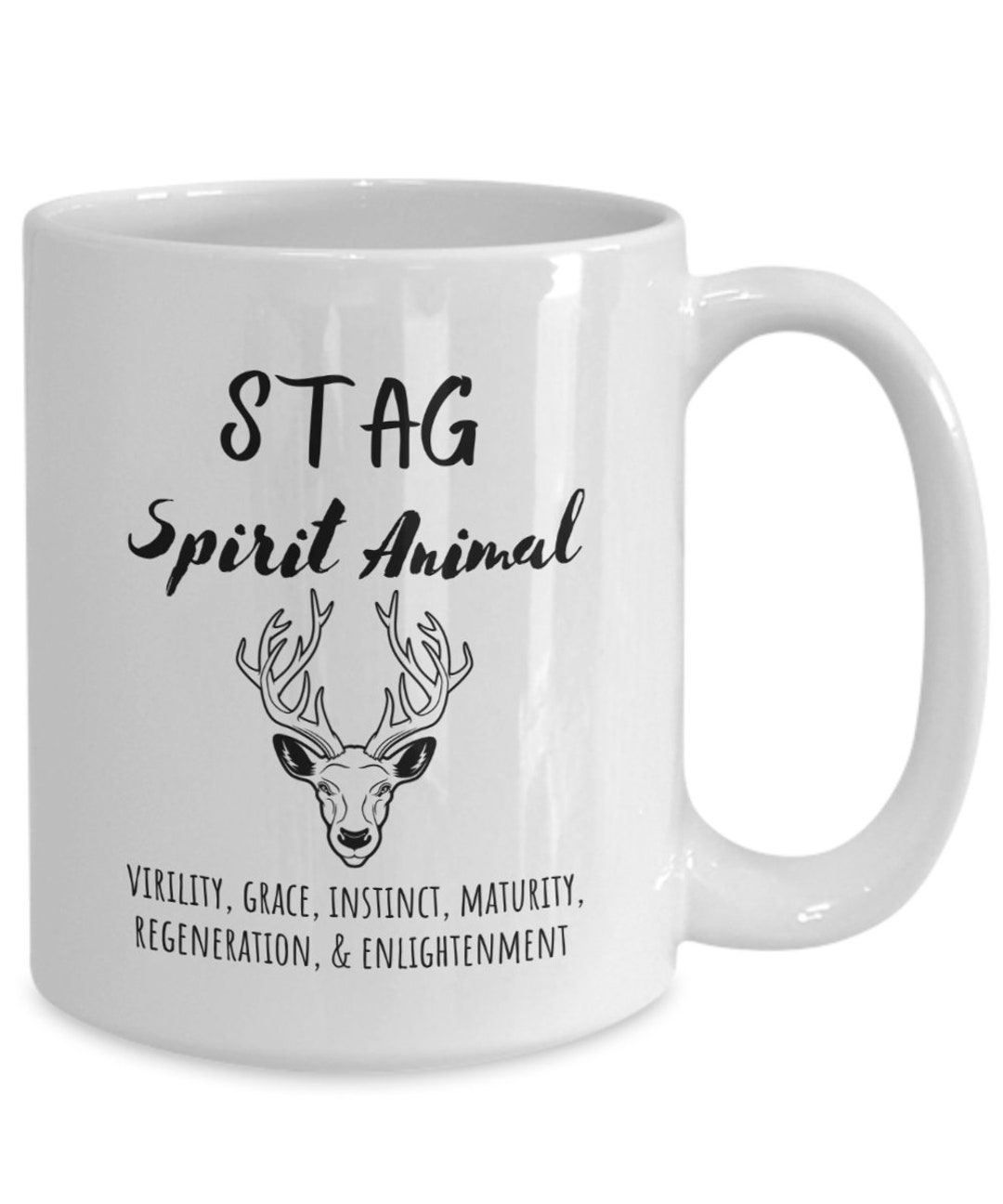 Stag Spirit Animal Gift Idea, 11 or 15 Oz Ceramic Mug, Stag Totem Gift ...