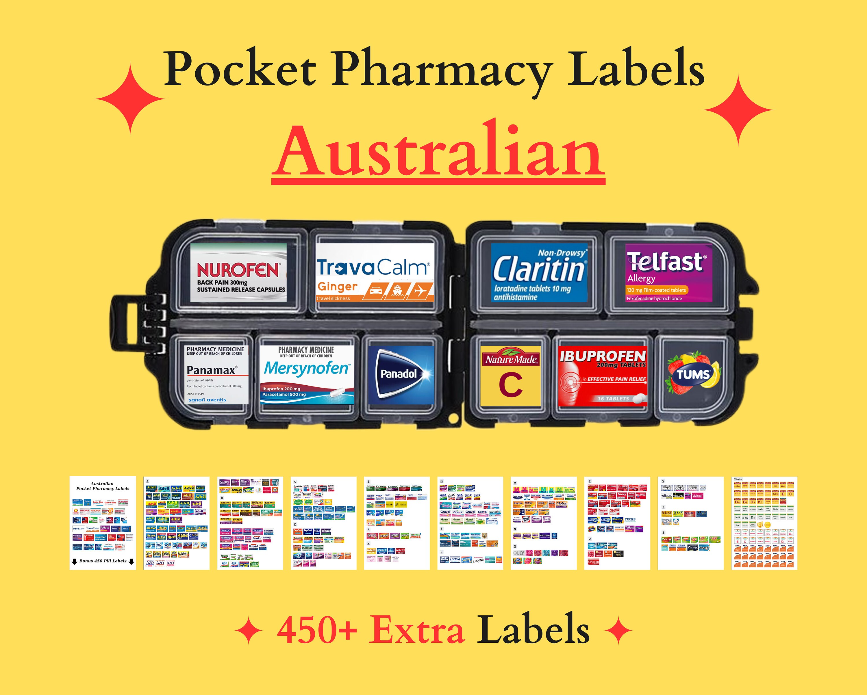 Australian Pocket Pharmacy Labels, Printable Pill Case Labels, Over 400 ...