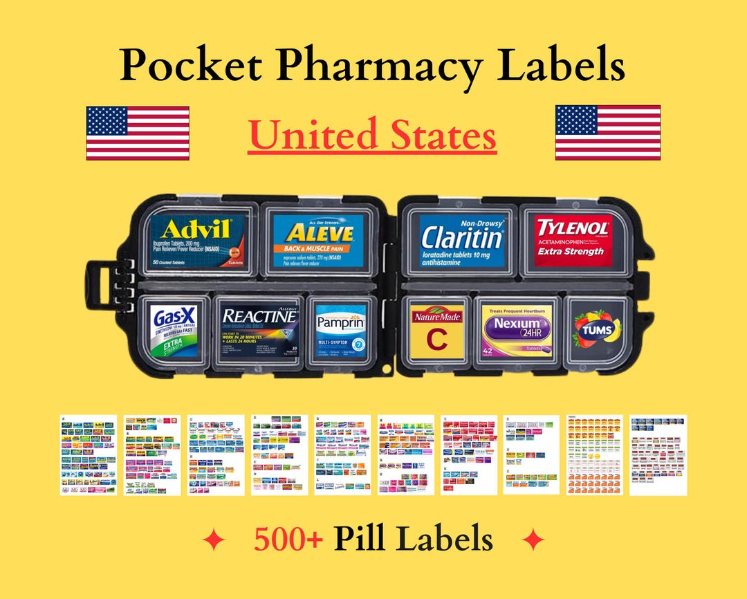 US Pocket Pharmacy Labels, Printable Pill Case Labels, Apothecary ...