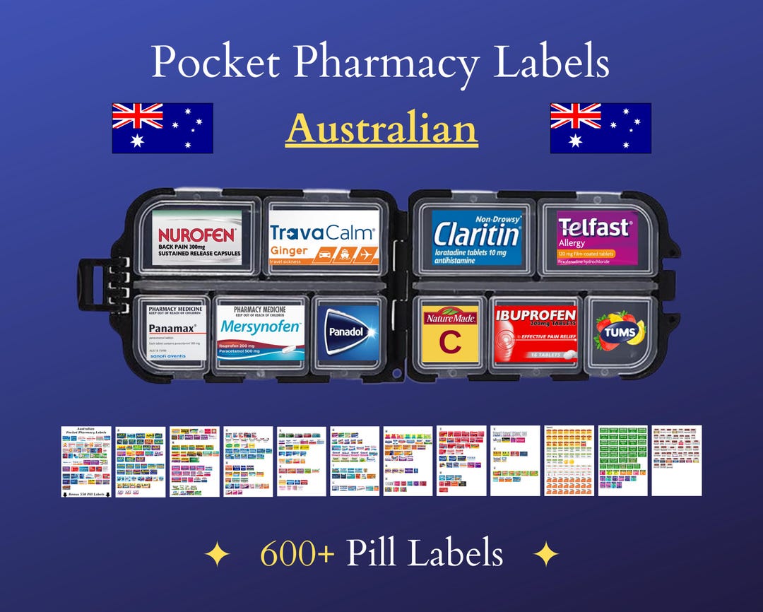 Australian Pocket Pharmacy Labels, Printable Pill Case Labels, Pill ...