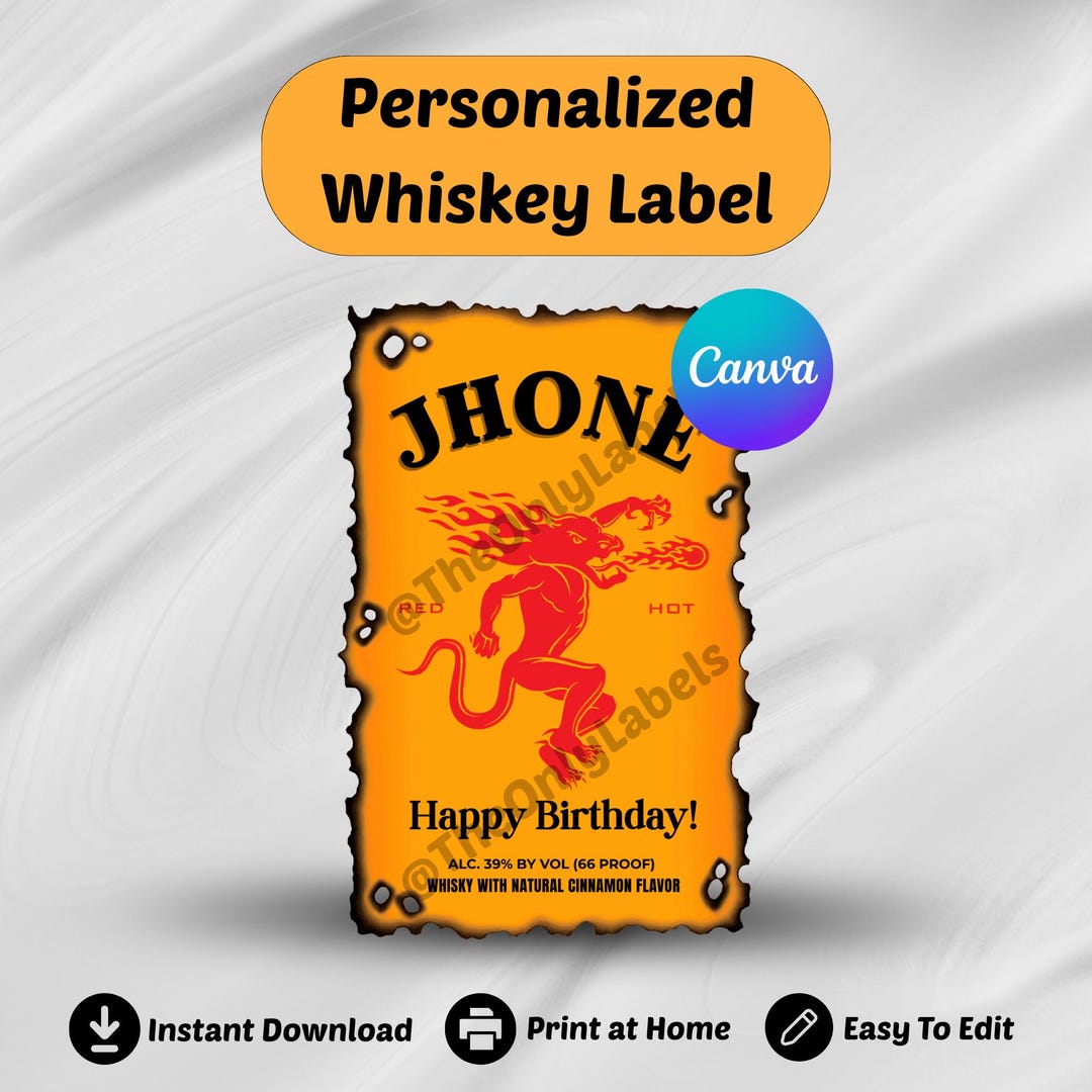 Customizable Whiskey Label Canva Template, Editable Whiskey Bottle ...