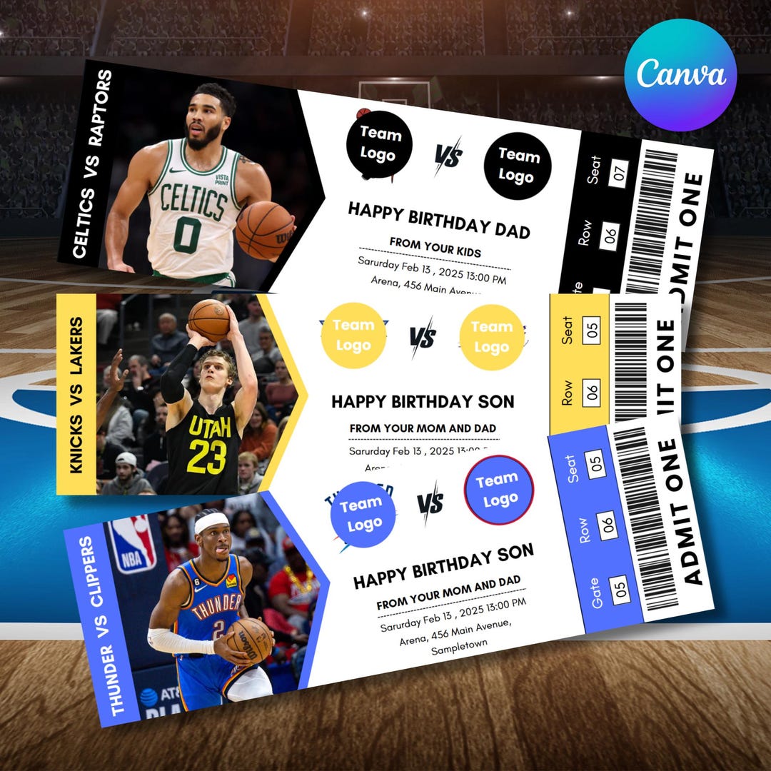 Editable Basketball Ticket Template, NBA Custom Tickets, Custom Fake ...